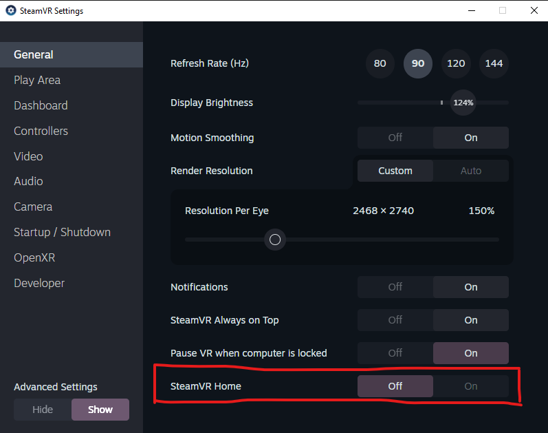 Additional Guidance for VR System Configuration